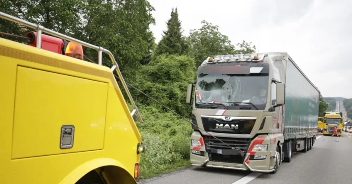 Crash mit drei Lkw auf A8: Kilometerlanger Stau - Bildergalerie - Pforzheimer-Zeitung